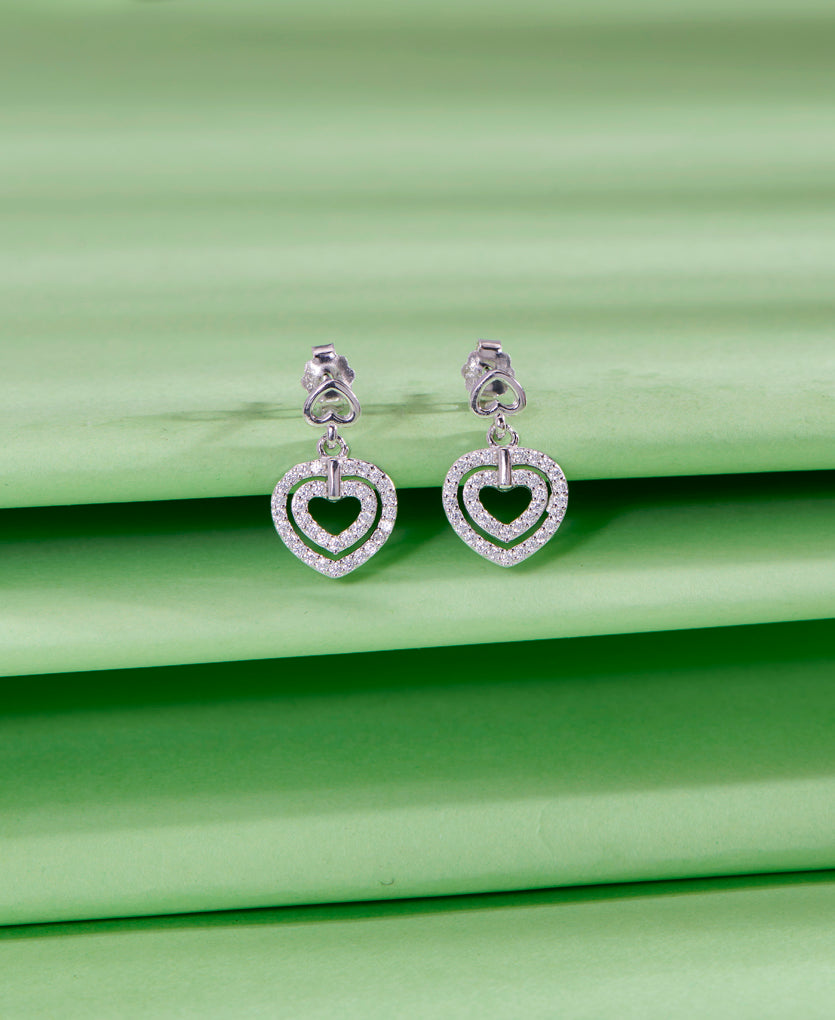 Heartstrings Ensemble Push Button Silver Earring – Silvostyle Jewellery