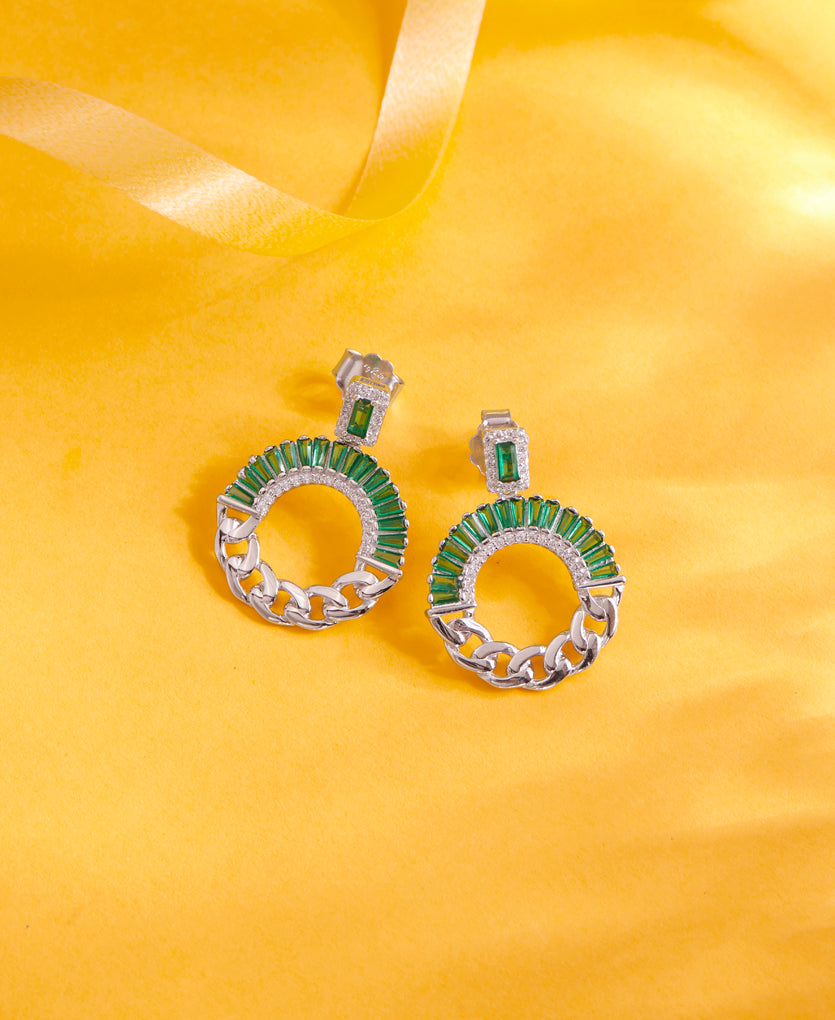 Cirque Dazzle Push Button Silver Earring – Silvostyle Jewellery