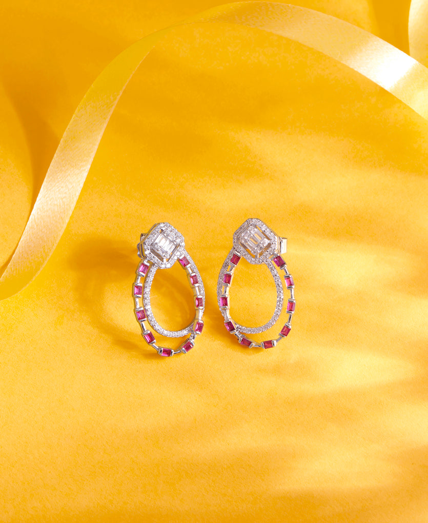 Elliptical Cascade Push Button Silver Earring – Silvostyle Jewellery LLP